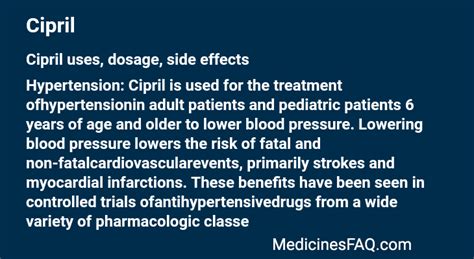 Cipril Uses Dosage Side Effects Food Interaction And Faq