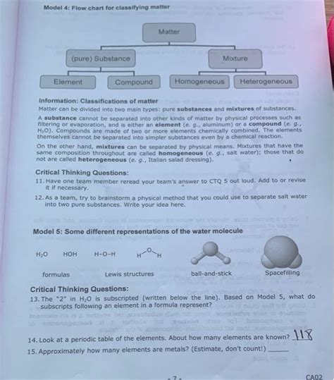 Solved Model Flow Chart For Classifying Matter Matter Chegg