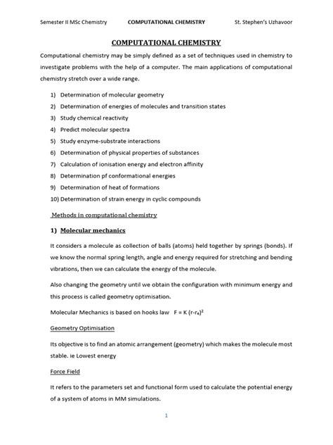 Overview Of Computational Chemistry Techniques Pdf Computational