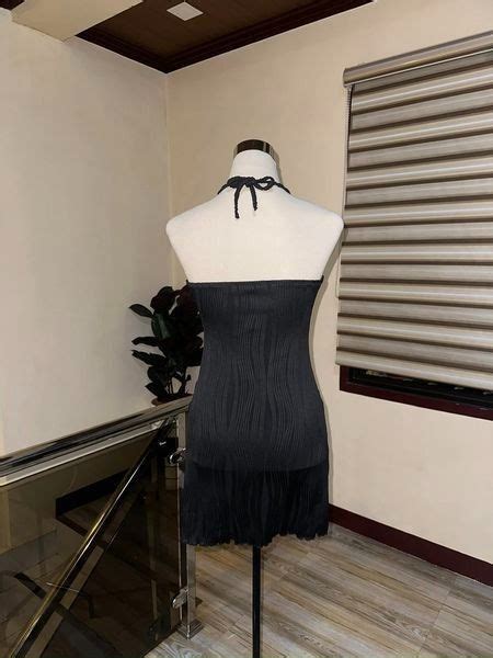 S Xl Halter Neck Open Back Bodycon Fitted Mini Black Dress Little Black