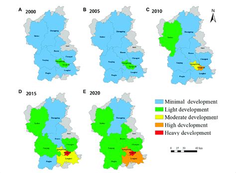 Spatial Evolution Of Urbanization In The Jiulong River Basin A 2000 Download Scientific