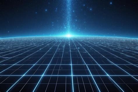 premium ai image perspective grid background wireframe landscape blue
