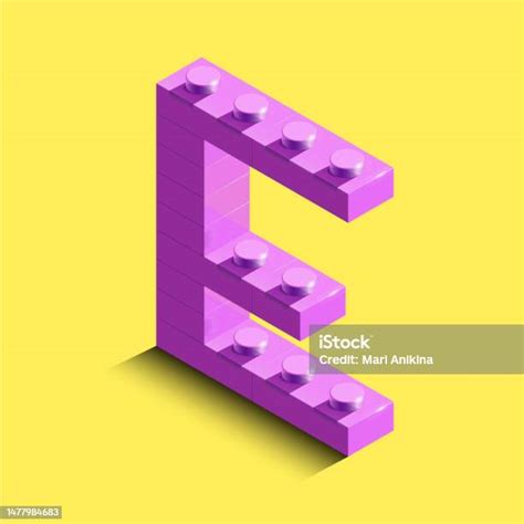 생성자 레고 벽돌에서 알파벳의 현실적인 분홍색 3d 아이소메트릭 문자 E 0명에 대한 스톡 벡터 아트 및 기타 이미지 0명 3차원 인쇄 겨울 Istock
