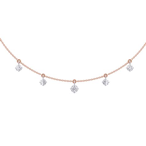 Delicate Minimalist Rose Gold Necklace With Drop Diamonds