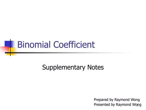 Ppt Binomial Coefficient Powerpoint Presentation Free Download Id