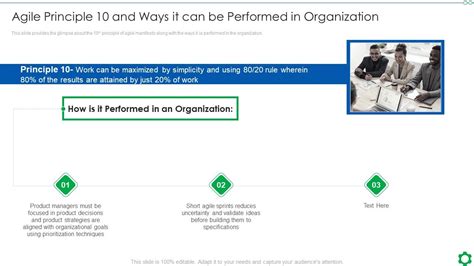 Agile Principle 10 And Ways It Can Be Performed In Organization Ppt Model Pictures Pdf