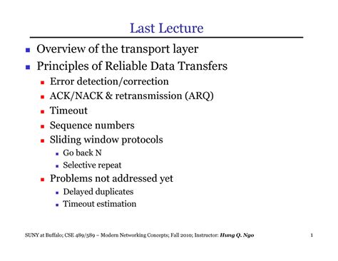 lecture slides lecture 10 tcp reliable data transfer last lecture