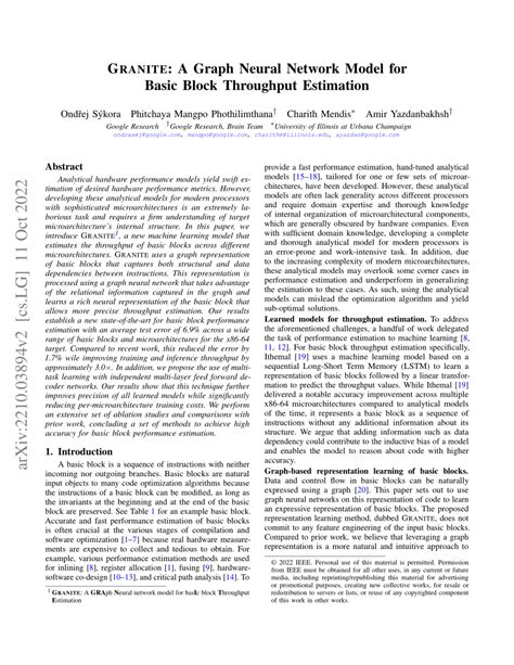Pdf Granite A Graph Neural Network Model For Basic Block Throughput Estimation