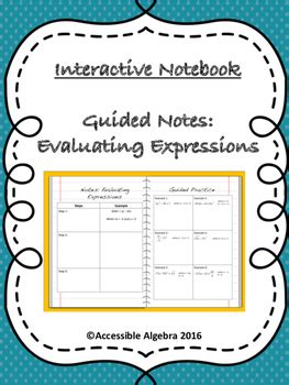 Guided Notes Evaluating Expressions By Accessible Algebra TPT