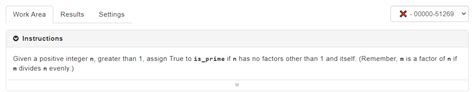 Solved Work Area Results Settings X 00000 51269 Instructions