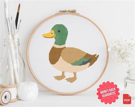 Mallard Duck Cross Stitch Pattern Realistic Bird Embroidery Pdf