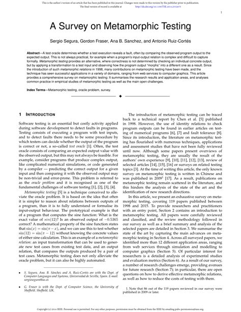Pdf A Survey On Metamorphic Testing