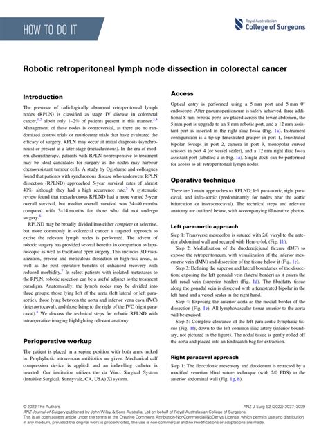 Pdf How To Do Robotic Retroperitoneal Lymph Node Dissection In Colorectal Cancer