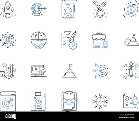 Synchronized Leadership Line Icons Collection Cohesion Synergy