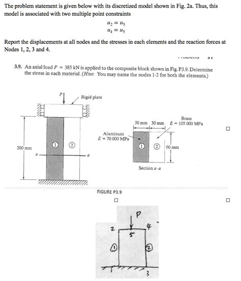 SOLVED Finite Element Analysis Multiple Point Constraints The Problem Statement Is Given