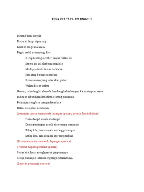 Teks Upacara Api Unggun Pdf Teks Upacara Api Unggun Pdf