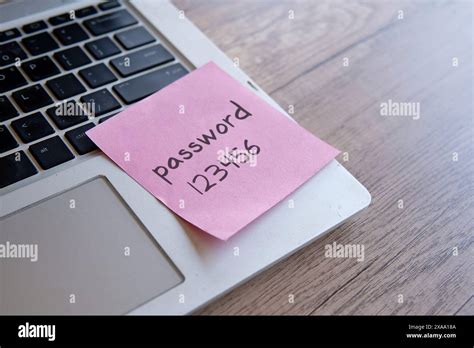 Sticky Note With The Word Password 123456 On A Laptop Keyboard Data Sticky Note With The Word Password 123456 On A Laptop Keyboard Data