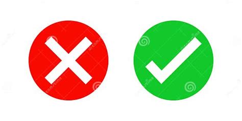 Checkmark And X Or Confirm And Deny Circle Icon Button Flat For Apps And Websites Symbol Stock