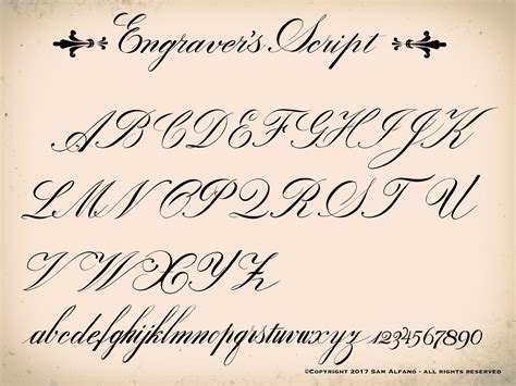 Engravers Script Lettering Chart