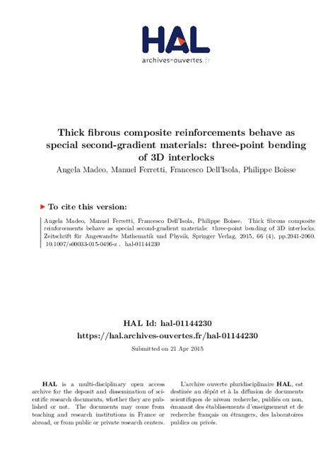 pdf thick fibrous composite reinforcements behave as special second