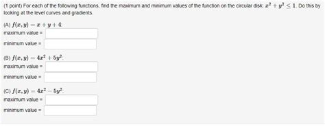 Solved (1 point) For each of the following functions, find | Chegg.com