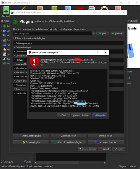 anyone unable to add the dedrm plugin calibre