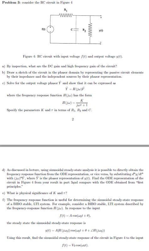 Solved Problem 3 Consider The Rc Circuit In Figure 4 Yt