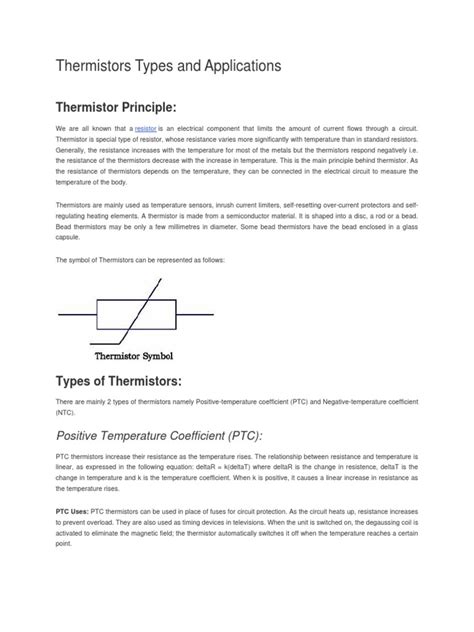 Thermistors Types And Applications Download Free Pdf Electrical