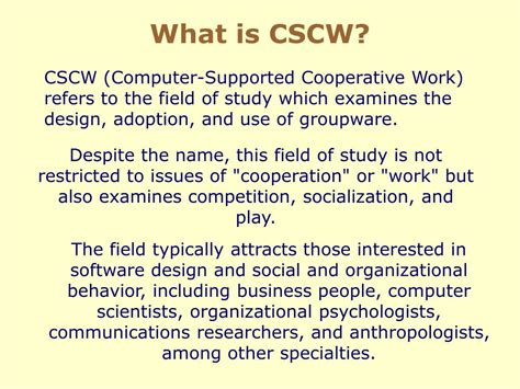 Ppt Computer Supported Cooperative Work Powerpoint Presentation Free Download Id 4004222