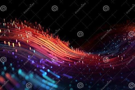 wavy 3d illustration of big data cyber strings generative ai stock