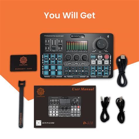Digimore D 210 Podcast Live Sound Card Mixer Audio Interface Streaming Console With