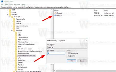 disable access to all removable storage devices in windows 10