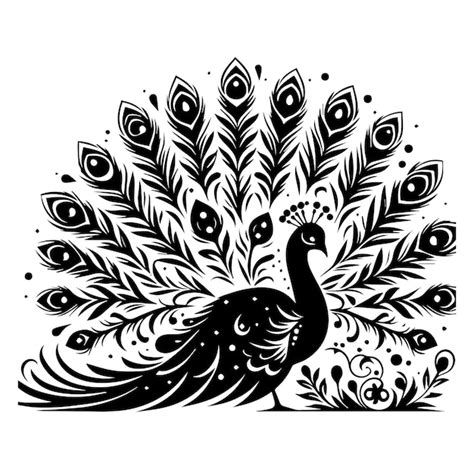 A Beautiful Peacock Vector Silhouette Premium Ai Generated Vector