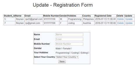 Updating Using Radio Button Checkbox And Dropdown List Sourcecodester