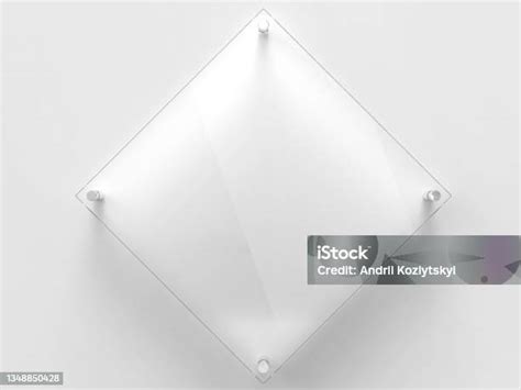 빈 마름모꼴 투명 유리 사무실 기업 사이니지 플레이트 모형 템플릿 브랜딩을위한 명확한 인쇄 보드 로고 투명 아크릴 광고 간판 모형 전면 보기 3d 렌더링 상점에 대한 스톡
