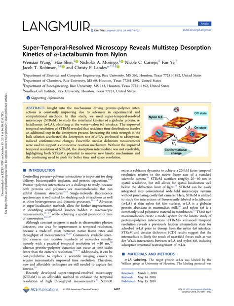 Pdf Super Temporal Resolved Microscopy Reveals Multistep Desorption Kinetics Of α Lactalbumin
