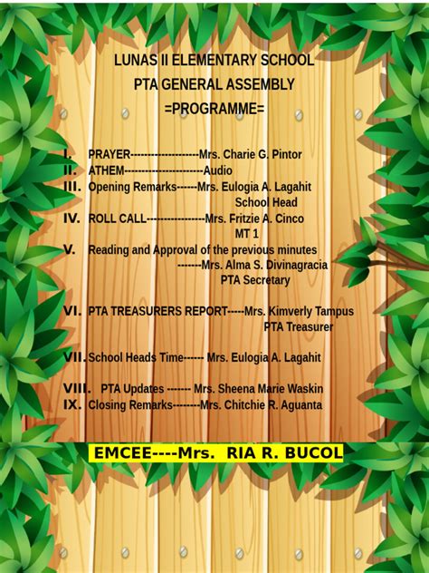 Pta General Assembly Programme Pdf