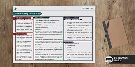 Language Activity Mat Summarising Information Twinkl