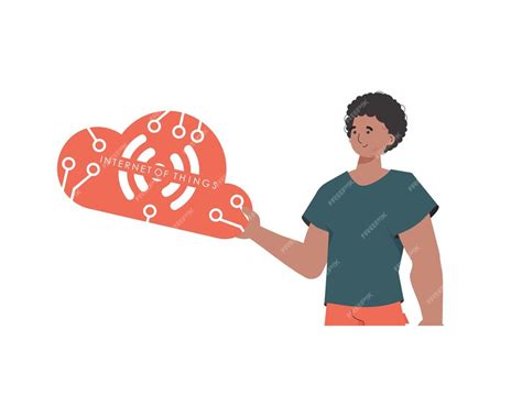 Premium Vector A Man Is Holding An Iot Icon In His Hands Iot Concept Isolated Vector