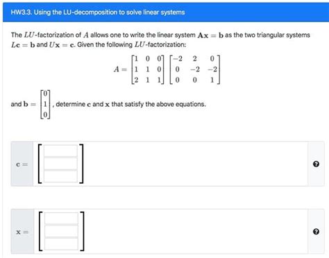 Solved Hw33 Using The Lu Decomposition To Solve Linear