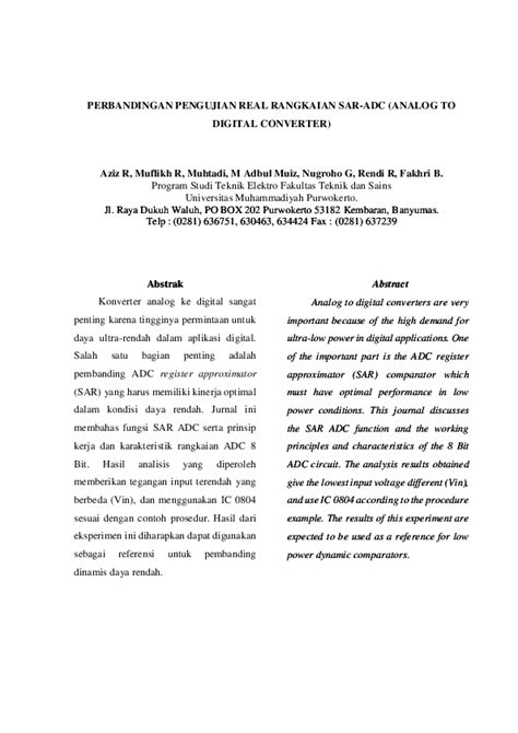 Pdf Perbandingan Pengujian Real Rangkaian Sar Adc Analog To Digital