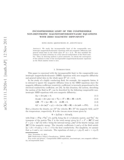 Pdf Incompressible Limit Of The Compressible Non Isentropic