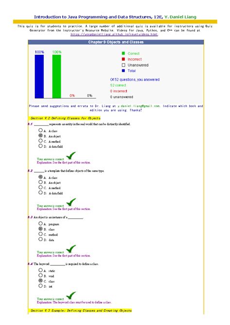 Quiz Chapter 9 Introduction To Java Programming Introduction To Java