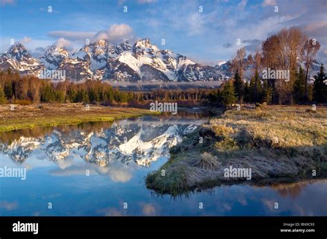 The Grand Tetons From Schwabacher Landing At Sunrise In Grand Teton