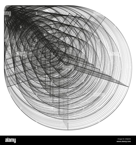 Abstract Spiral Lines Overlapping Black Circles Geometric Curved Pattern Vector Composition