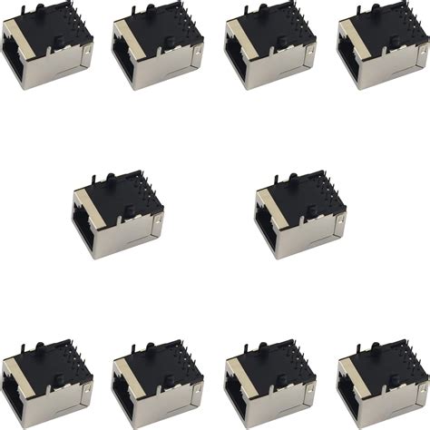 Whiteeeen 10 Conectores Rj45 8p8c Pcb Ethernet Conectores Hembra De 8