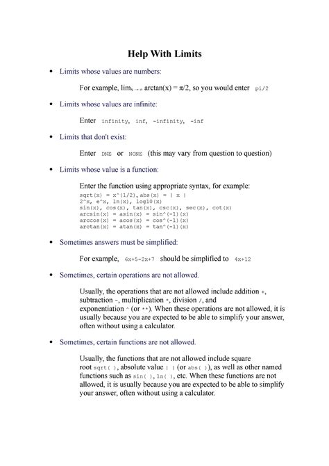 Help With Limits Maths Midterm Practice Econ 690c Ubc Studocu
