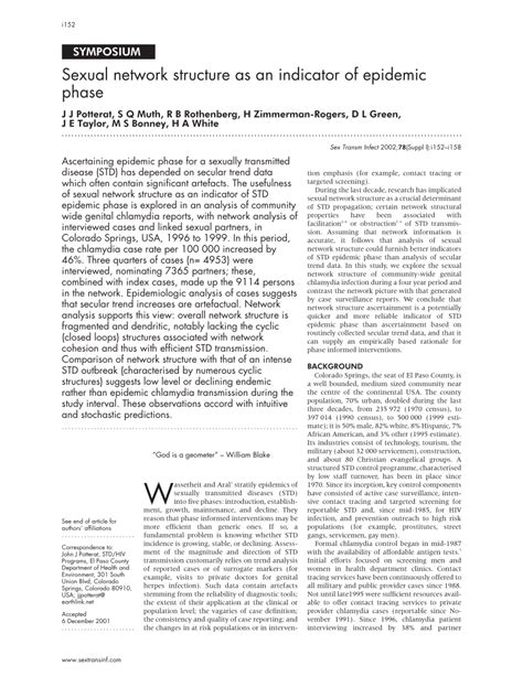 Pdf Sexual Network Structure As An Indicator Of Epidemic Phase