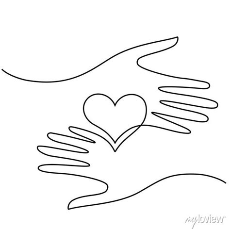 Continuous Heart Vector Illustration One Line Art Love Symbol • Wall