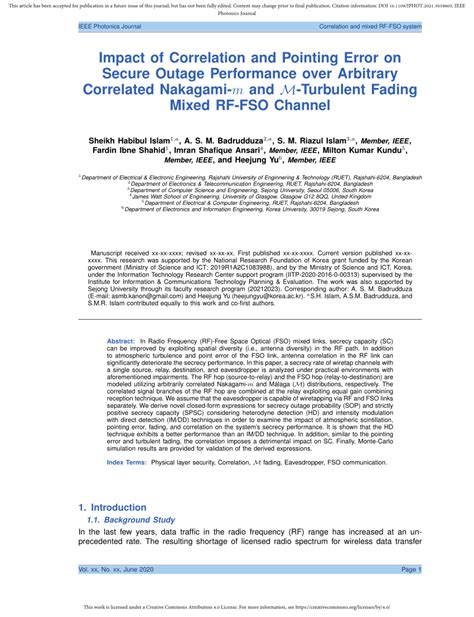 Pdf Impact Of Correlation And Pointing Error On Secure Outage Performance Over Arbitrary